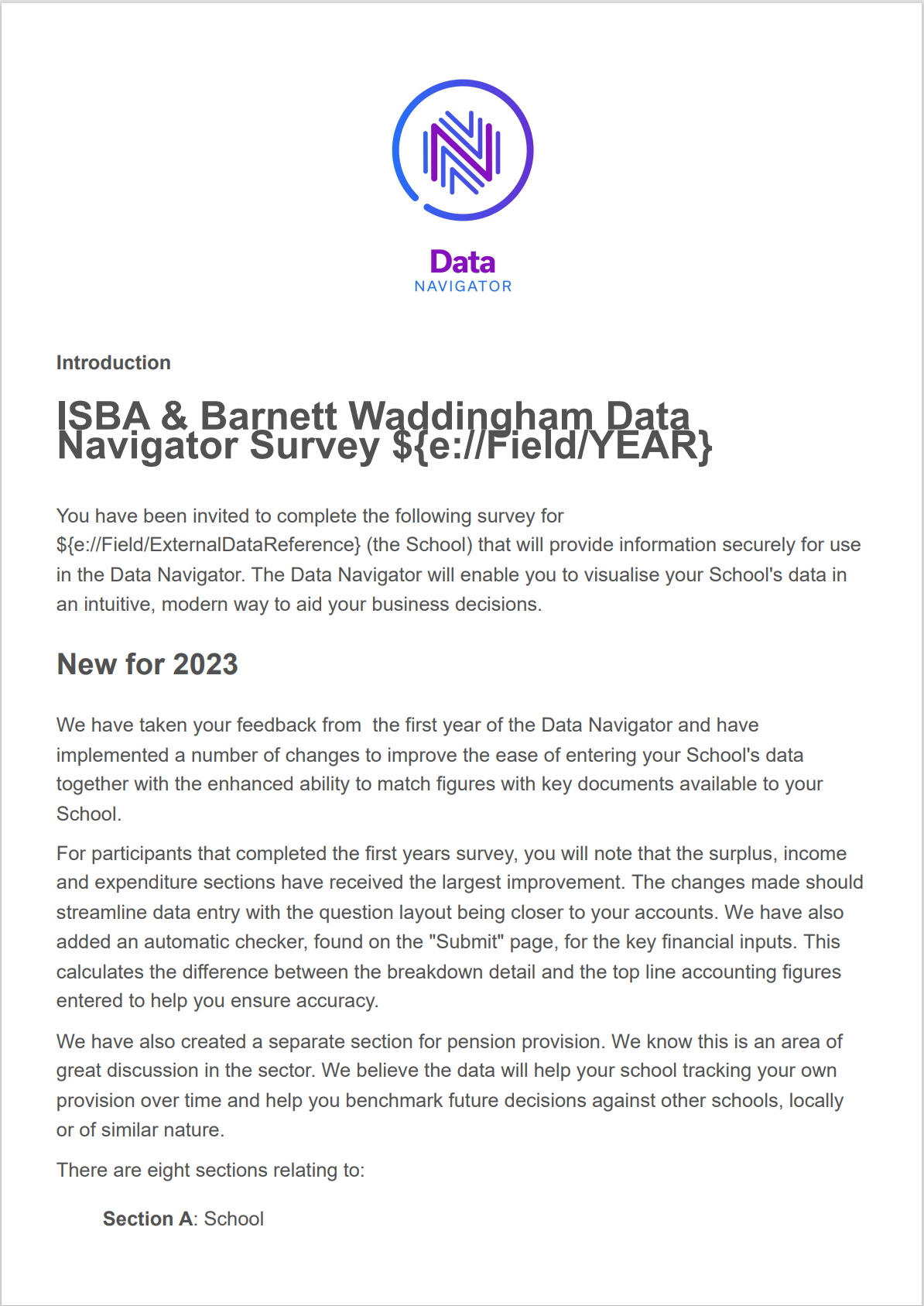 2023 Manual completion – Data Navigator for Schools